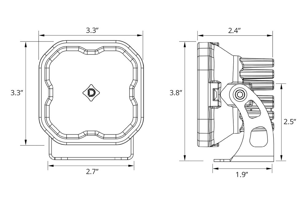 Diode Dynamics® DD6878P - Stage Pro Series Standard 3" 2x36W Square ...