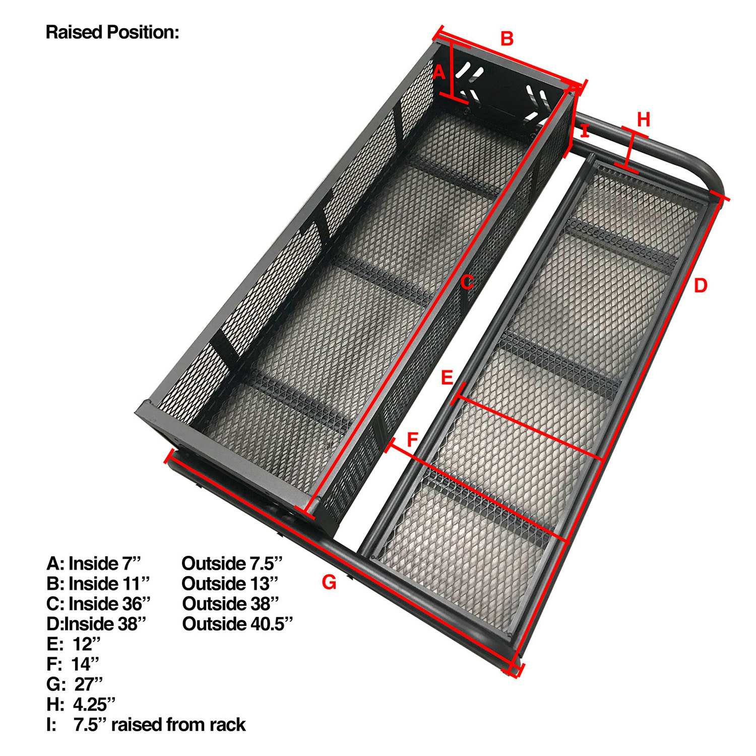 Kolpin 53350 ATV Rear Drop Rack Basket Convertible 3-in-1, Black, 43 ...