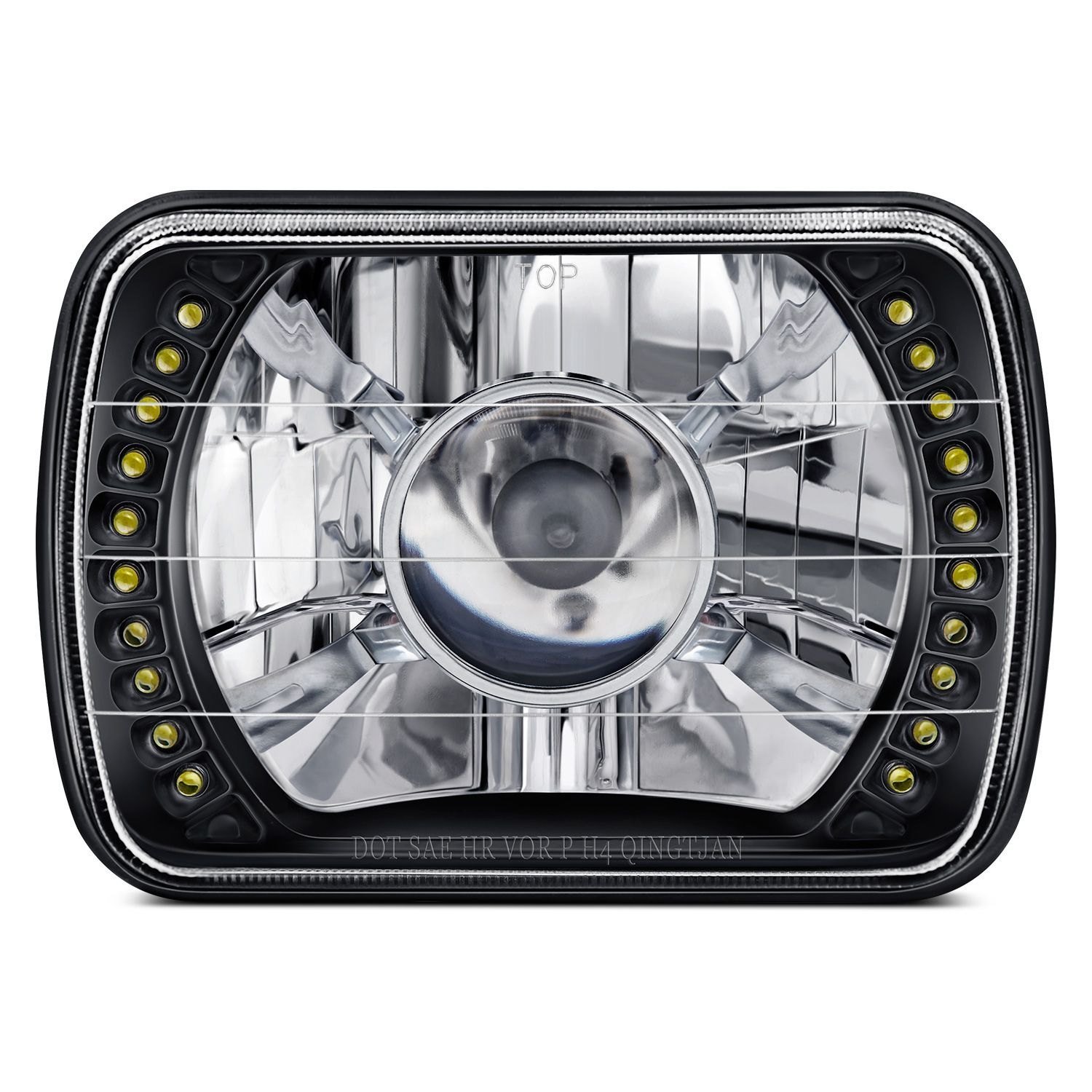 Lumen® - 7x6" Rectangular Black Projector LED Headlights ...
