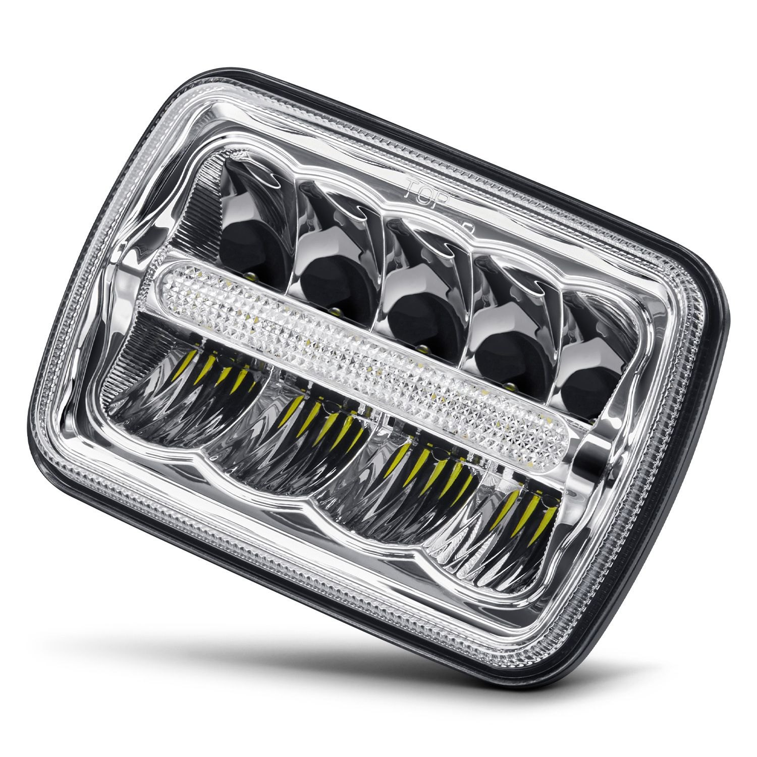 Lumen® - 7x6" Rectangular Chrome LED Headlights with DRL ...