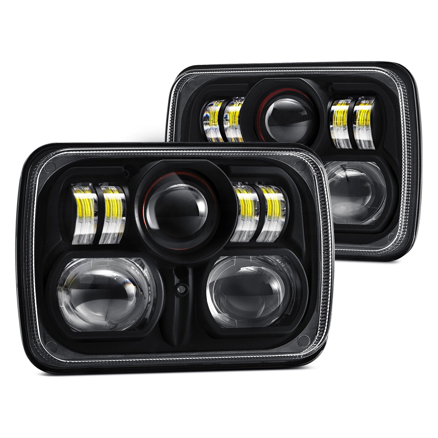 Lumen® SB7655HL-BLK - 7x6" Rectangular Black Projector LED Headlights ...